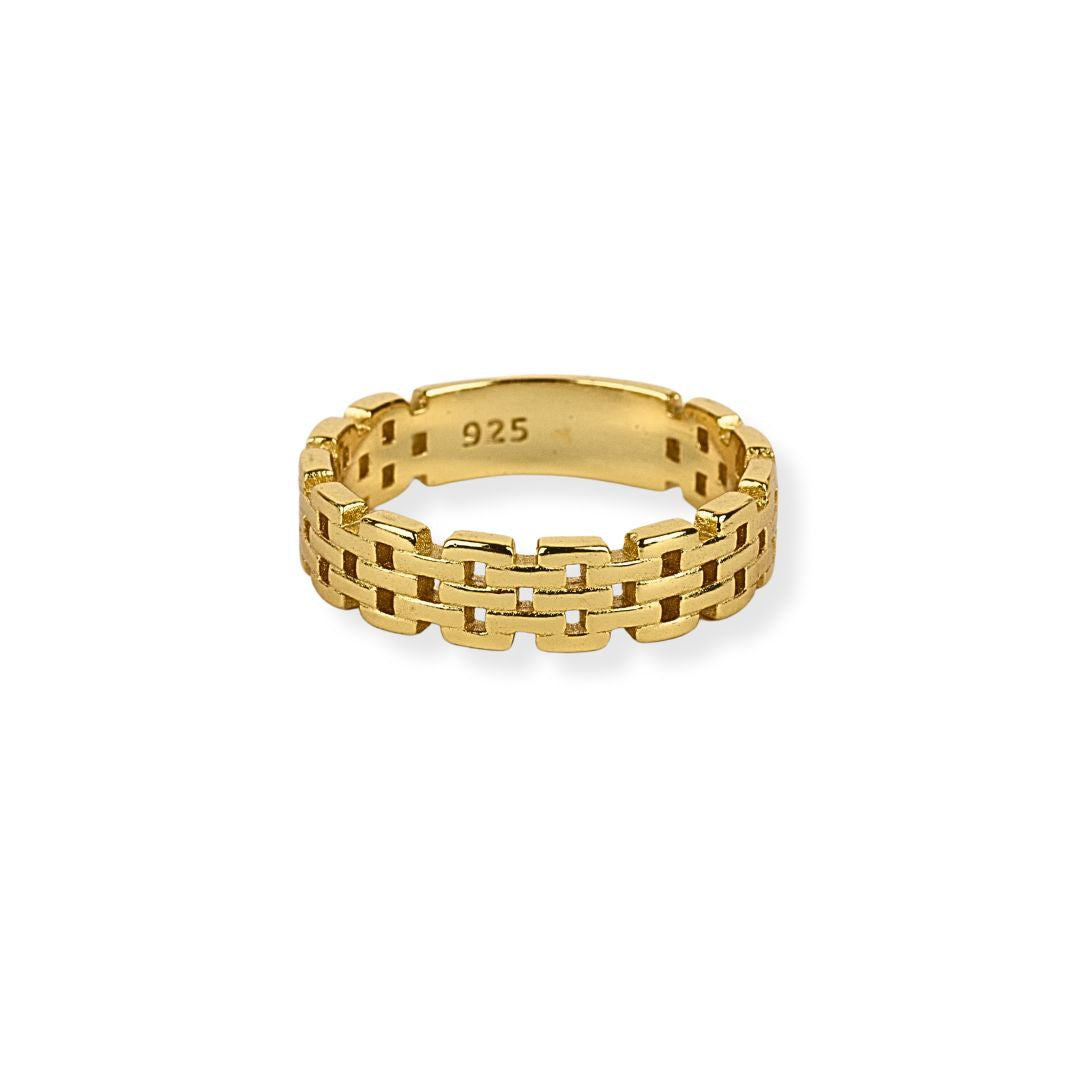 Anillo Elegante Tipo Cadena Dorado – Joyeria Pangea